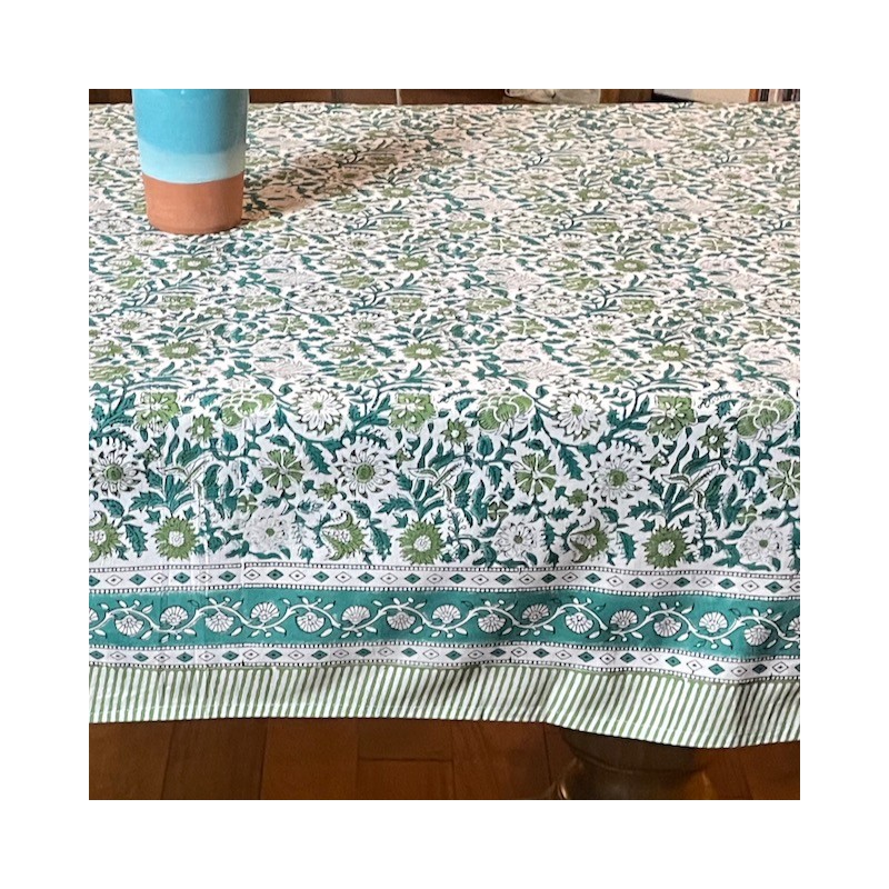 Nappe Anouk Block print , décor rectangulaire placé 100% coton.