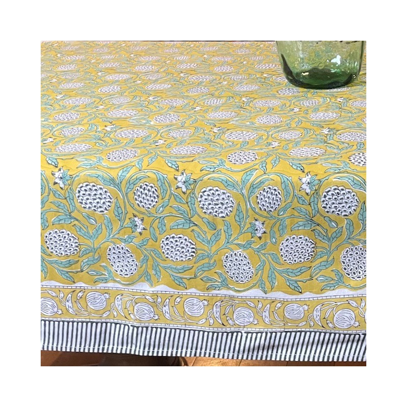 Nappe Alexia Block print , décor rectangulaire placé 100% coton.